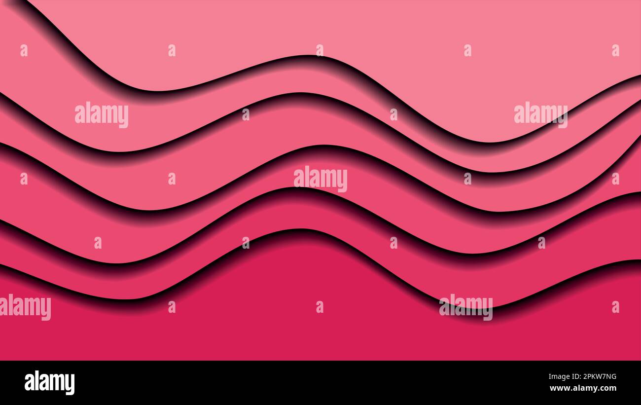 Red wavy overlap 3d paper carve cut out style shapes design layout abstract background realistic ...