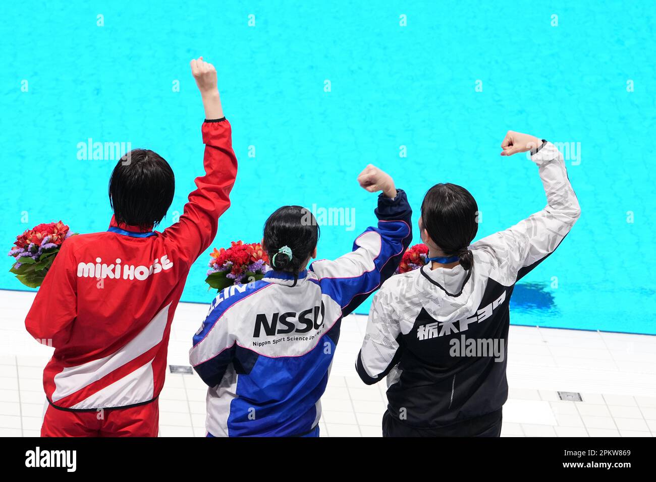 Tokyo, Japan. 8th Apr, 2023. (L-R) Yuka Mabuchi, Sayaka Mikami, Haruka ...