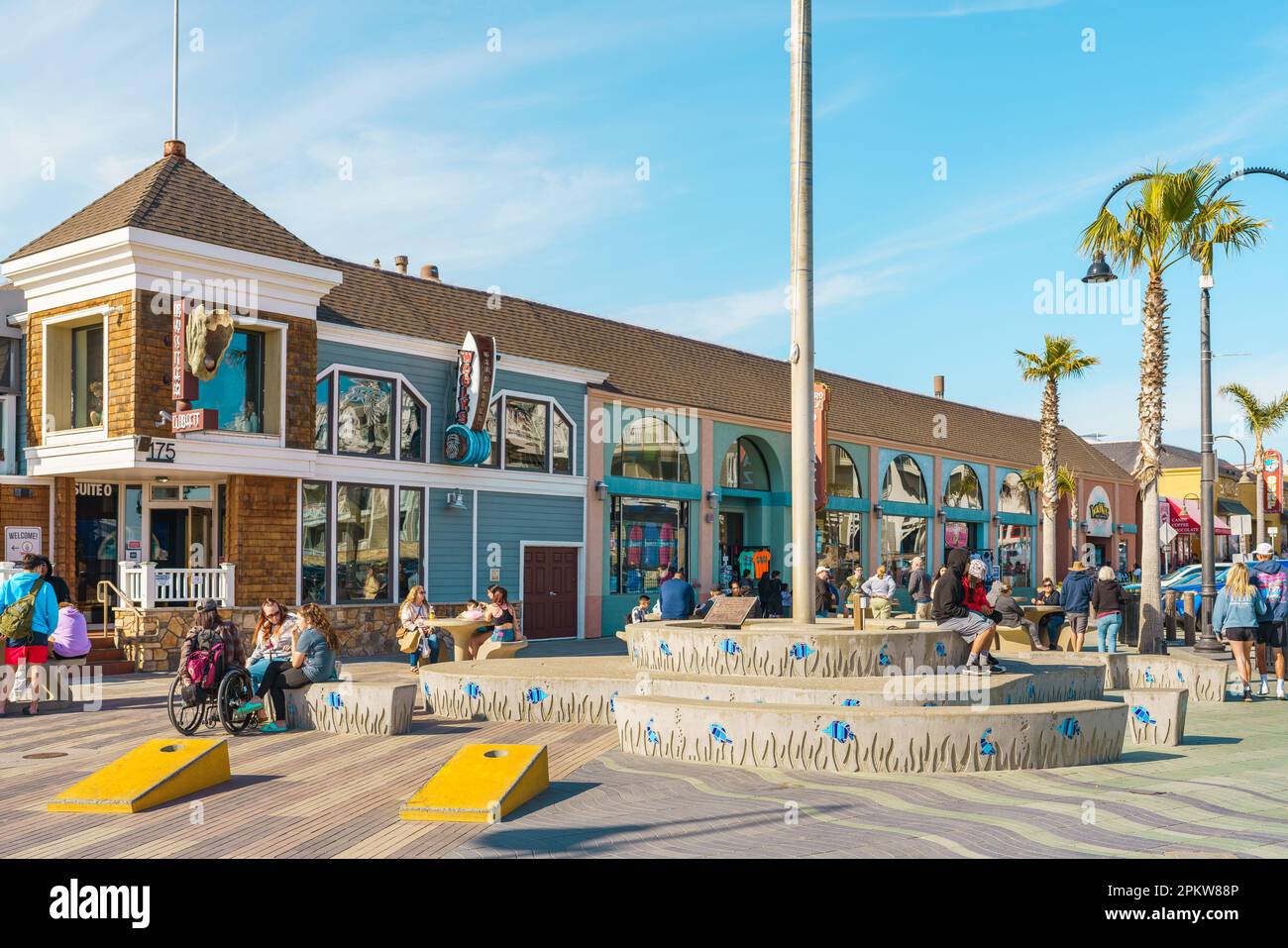 Pismo Beach, California, USA - April 6, 2023. Pismo Beach pier plaza ...
