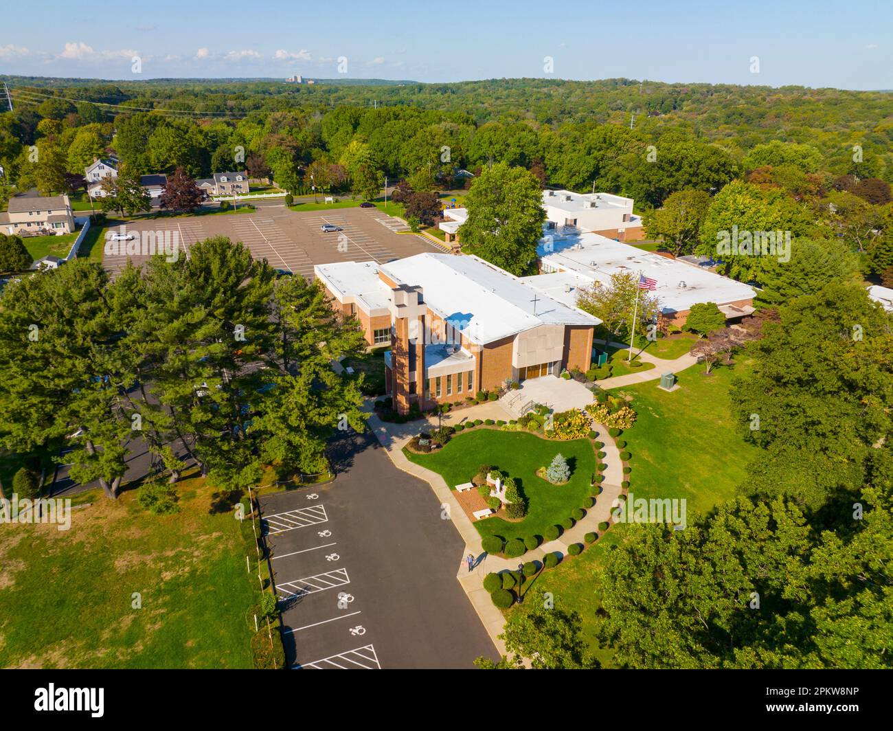 St Mark's Church aerial view at 500 Wigwam Lane in historic town center ...