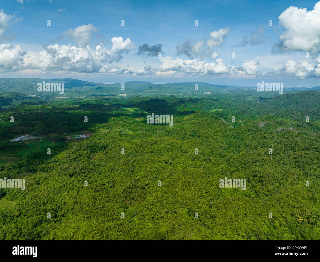 Mountain landscape with mountain peaks covered with forest. Negros ...