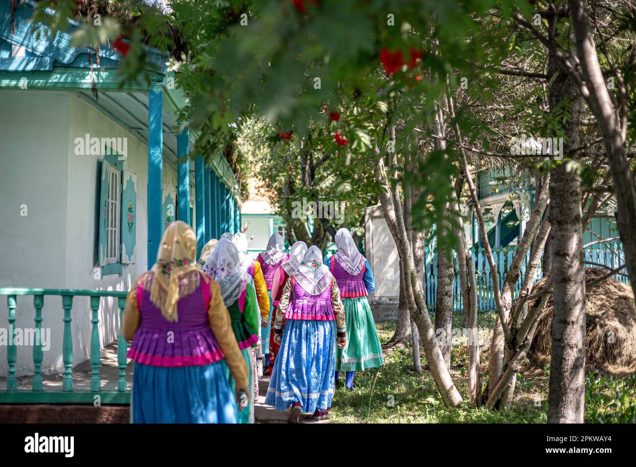 Doukhobor ladies head to the prayer room. Doukhobors ("Spiritual ...