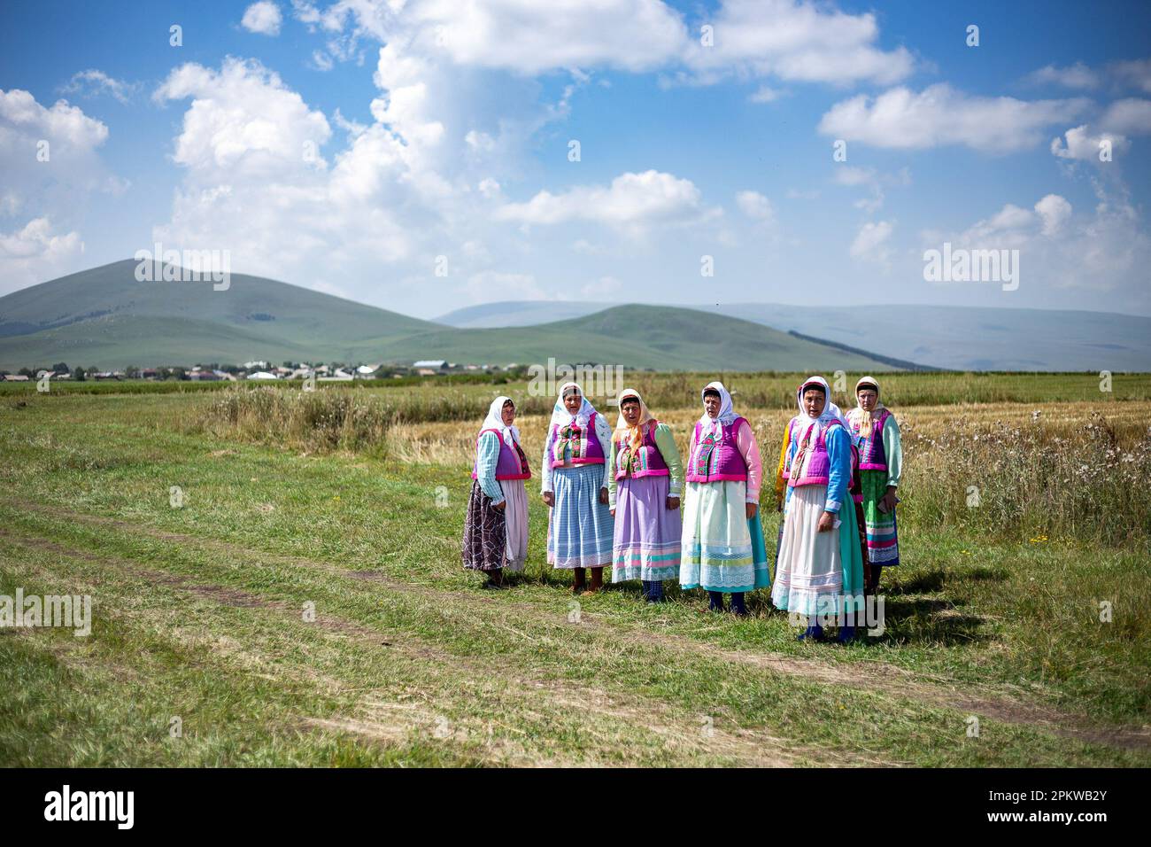 Doukhobor ladies on a road towards Gorelovka village. Doukhobors ...