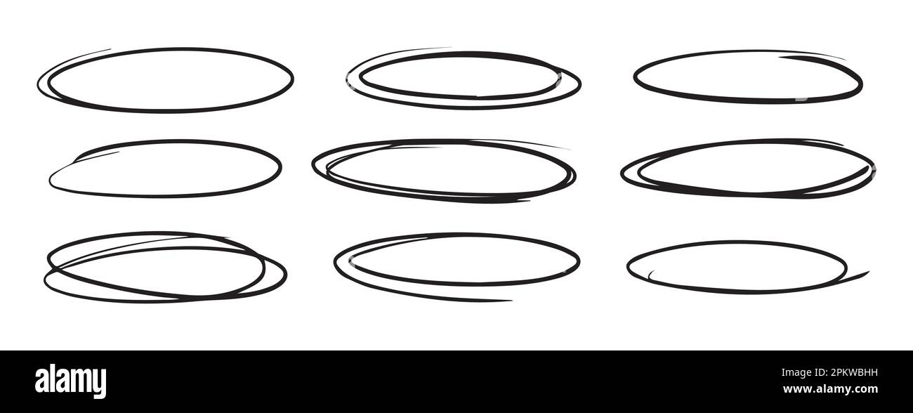 A set of ovals drawn with a pen, pencil, marker. Blank bubble for text ...