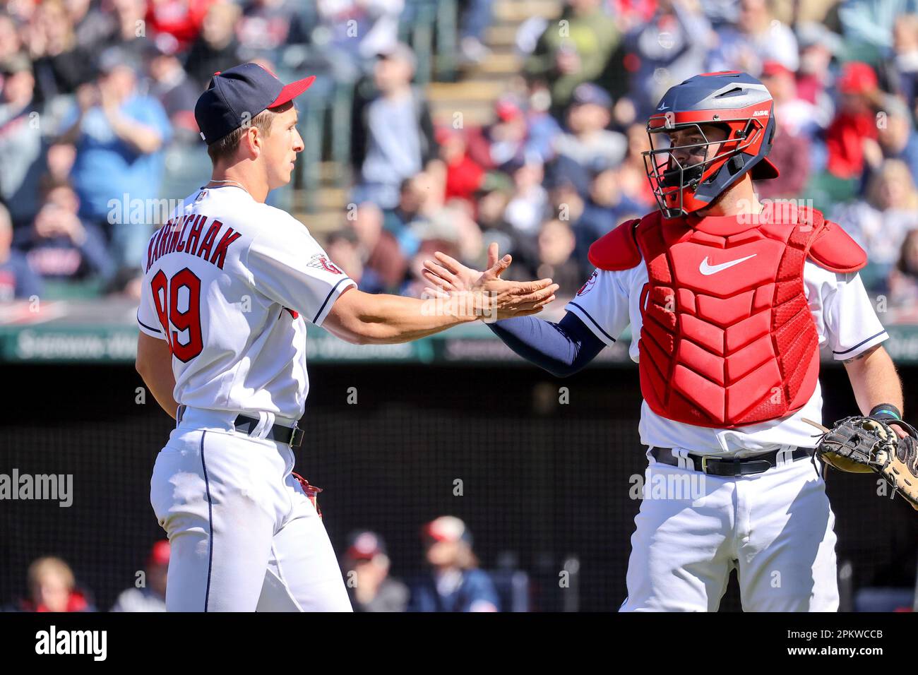 CLEVELAND, OH - APRIL 09: Cleveland Guardians relief pitcher James ...