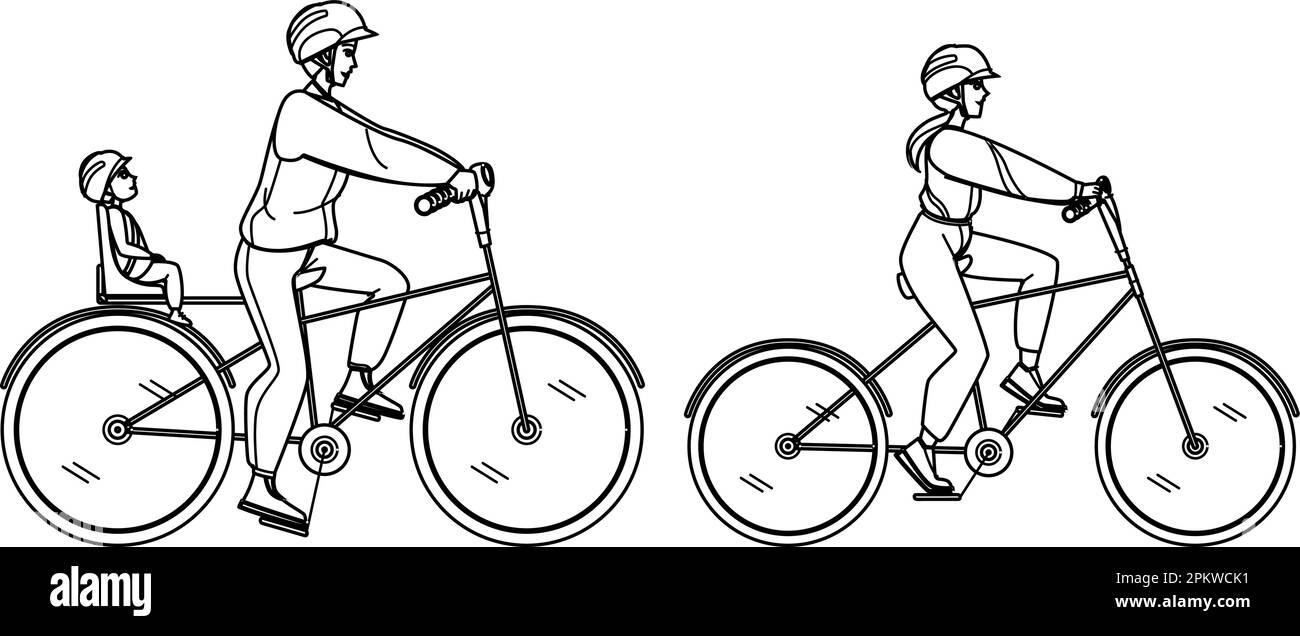 Parent child cycling Black and White Stock Photos & Images - Alamy