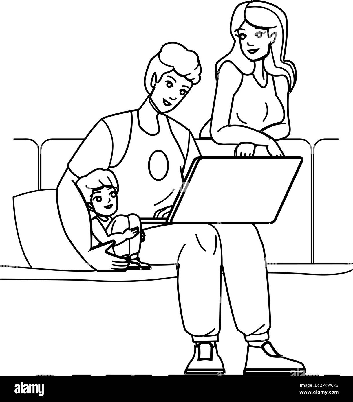 family laptop vector Stock Vector Image & Art - Alamy