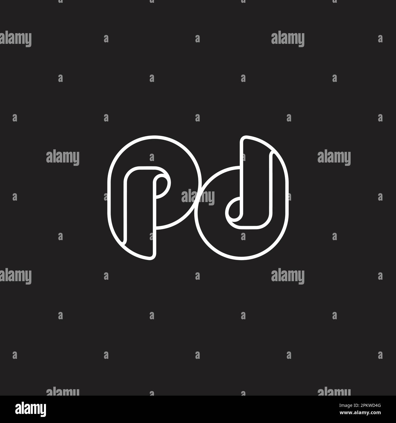letter dp circle linked thin outline geometric logo vector Stock Vector ...