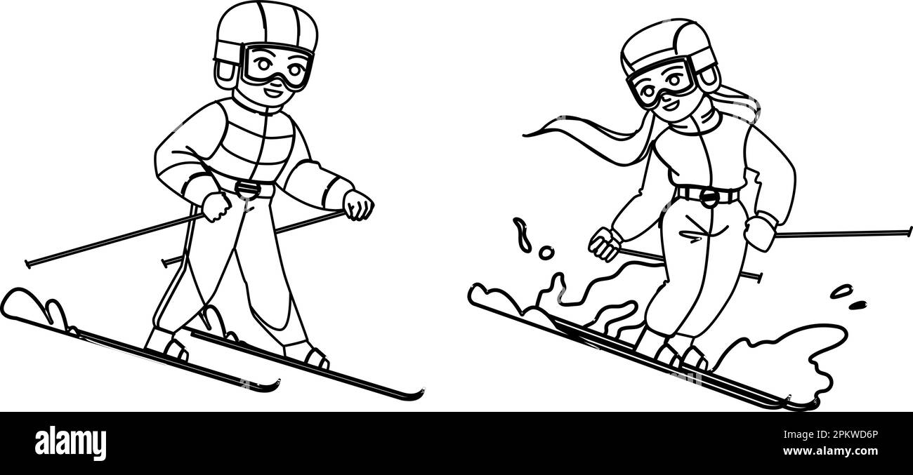 kid skiing vector Stock Vector Image & Art - Alamy