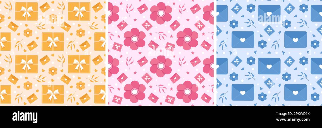 Set of Happy Mother Day Seamless Pattern Design in Element Decoration ...