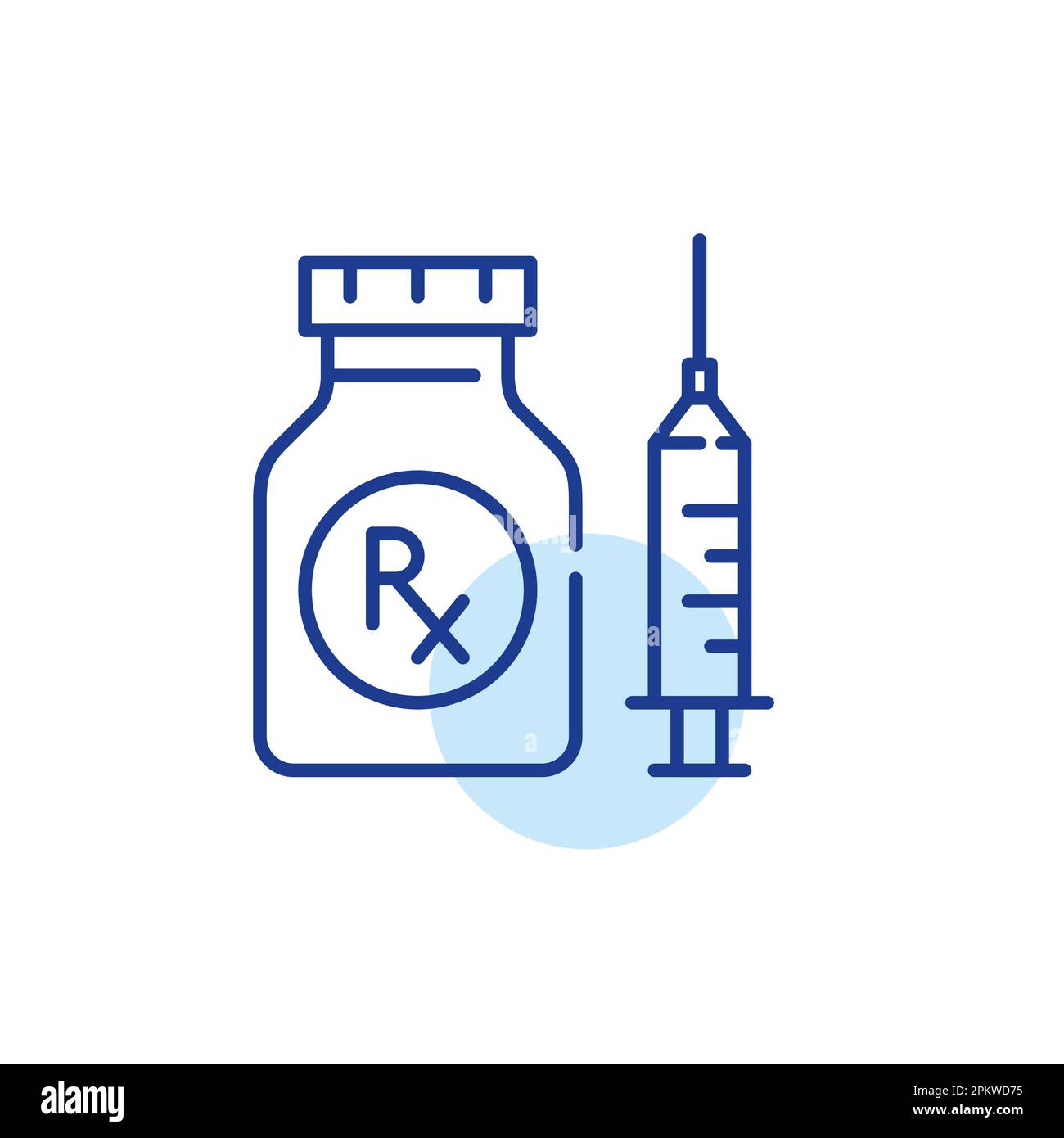 Prescription injection drug. Medicine in bottle and syringe. Pixel ...