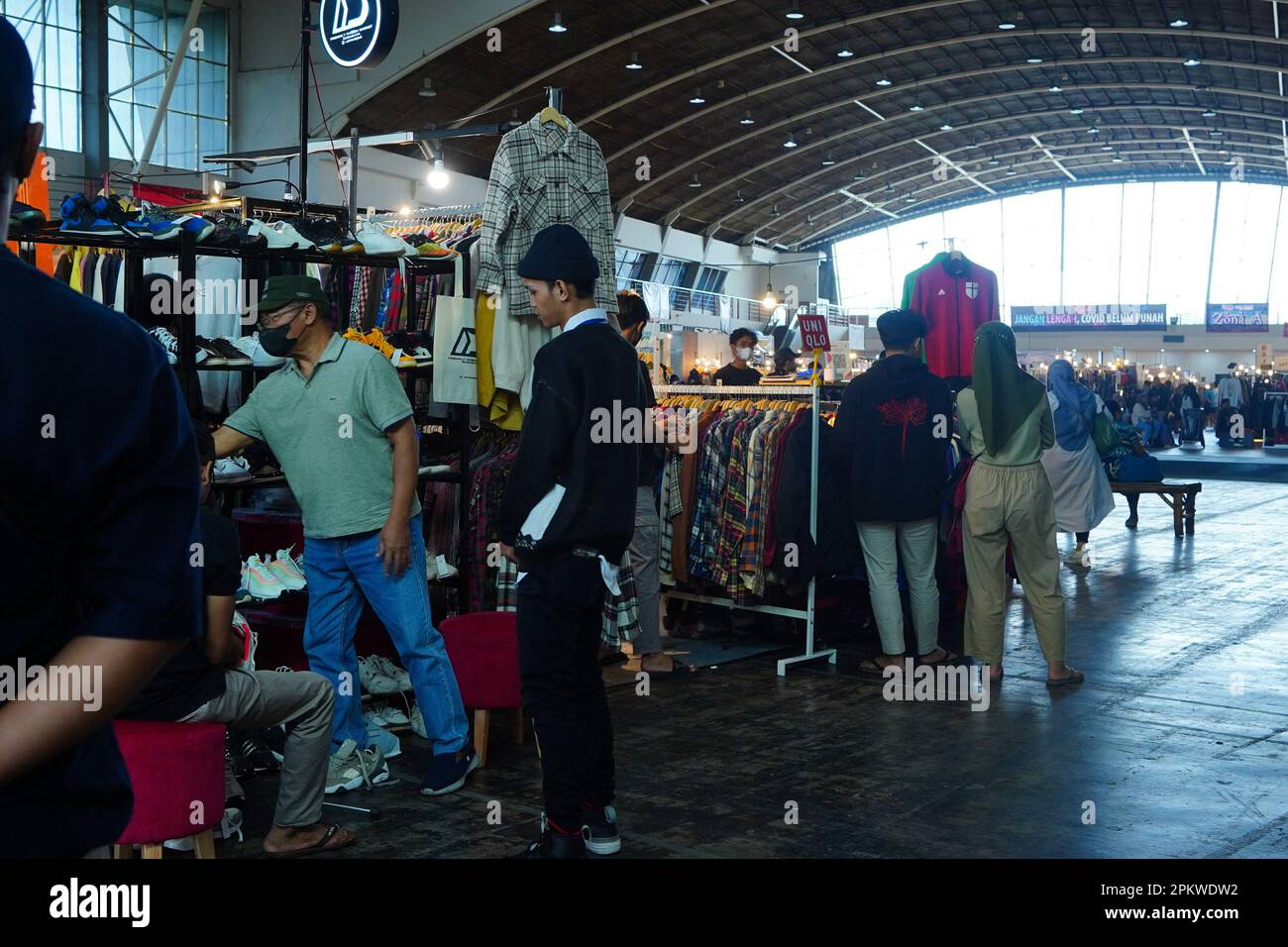 Surabaya, Indonesia. April 8, 2023. Ramadhan bazaar selling the thrift ...