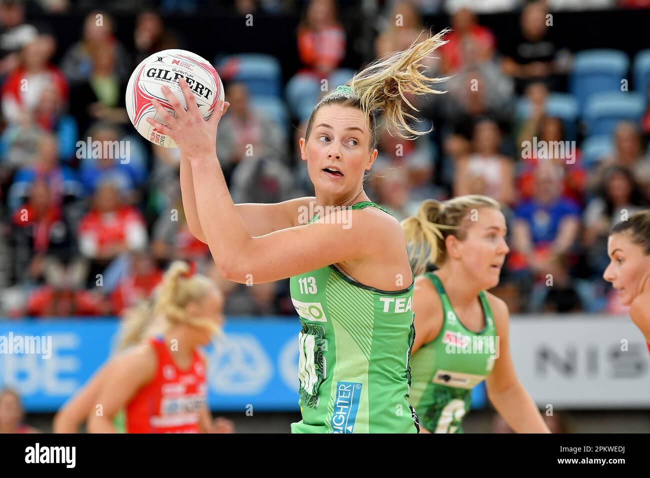 Alice Teague-Neeld of the Fever during the Super Netball Round 4 match ...
