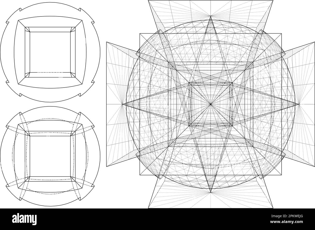 Sphere And Six Pyramids Subtraction Vector. Sphere Subtraction With ...