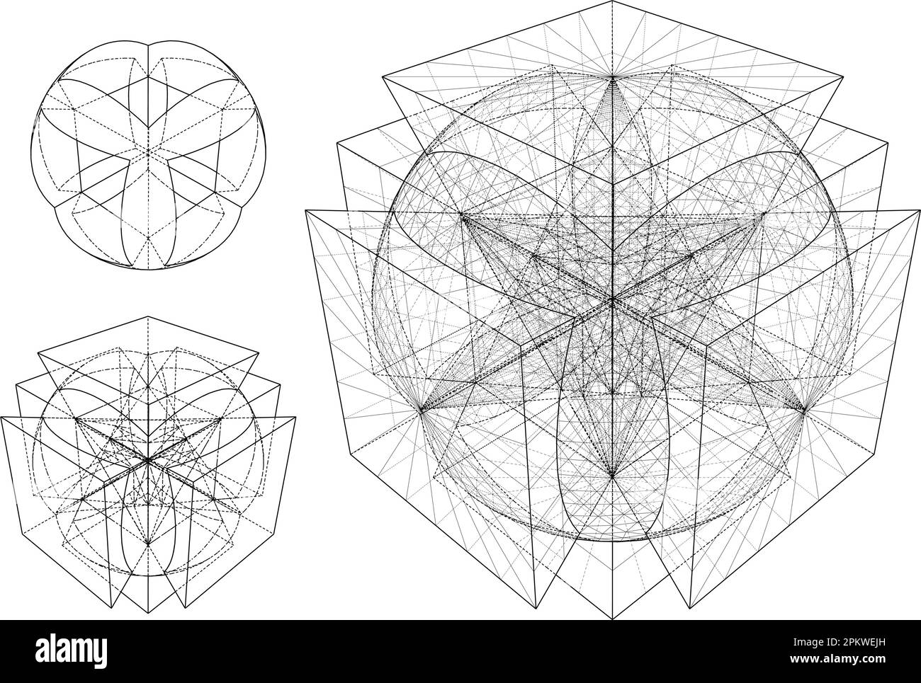 Sphere And Six Pyramids Subtraction Vector. Sphere Subtraction With ...