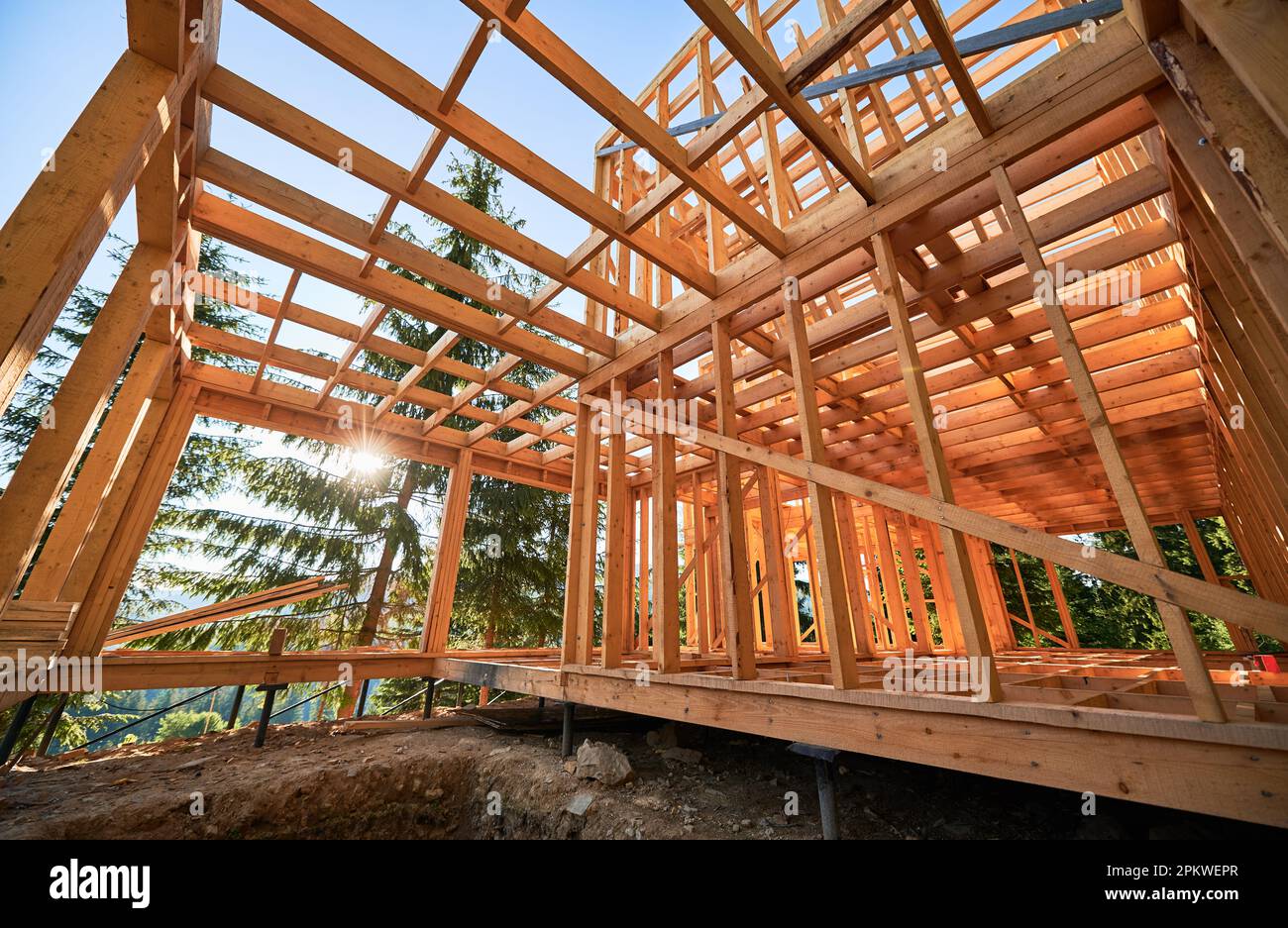 Housing wooden-frame house built near woodland area. Start of novel ...
