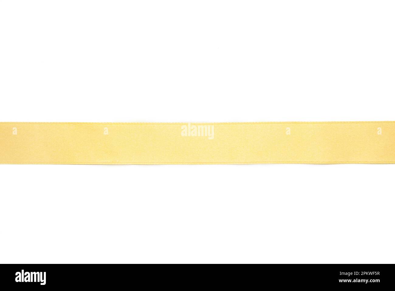 Shiny gold ribbon over white background, design element. Top view Stock ...