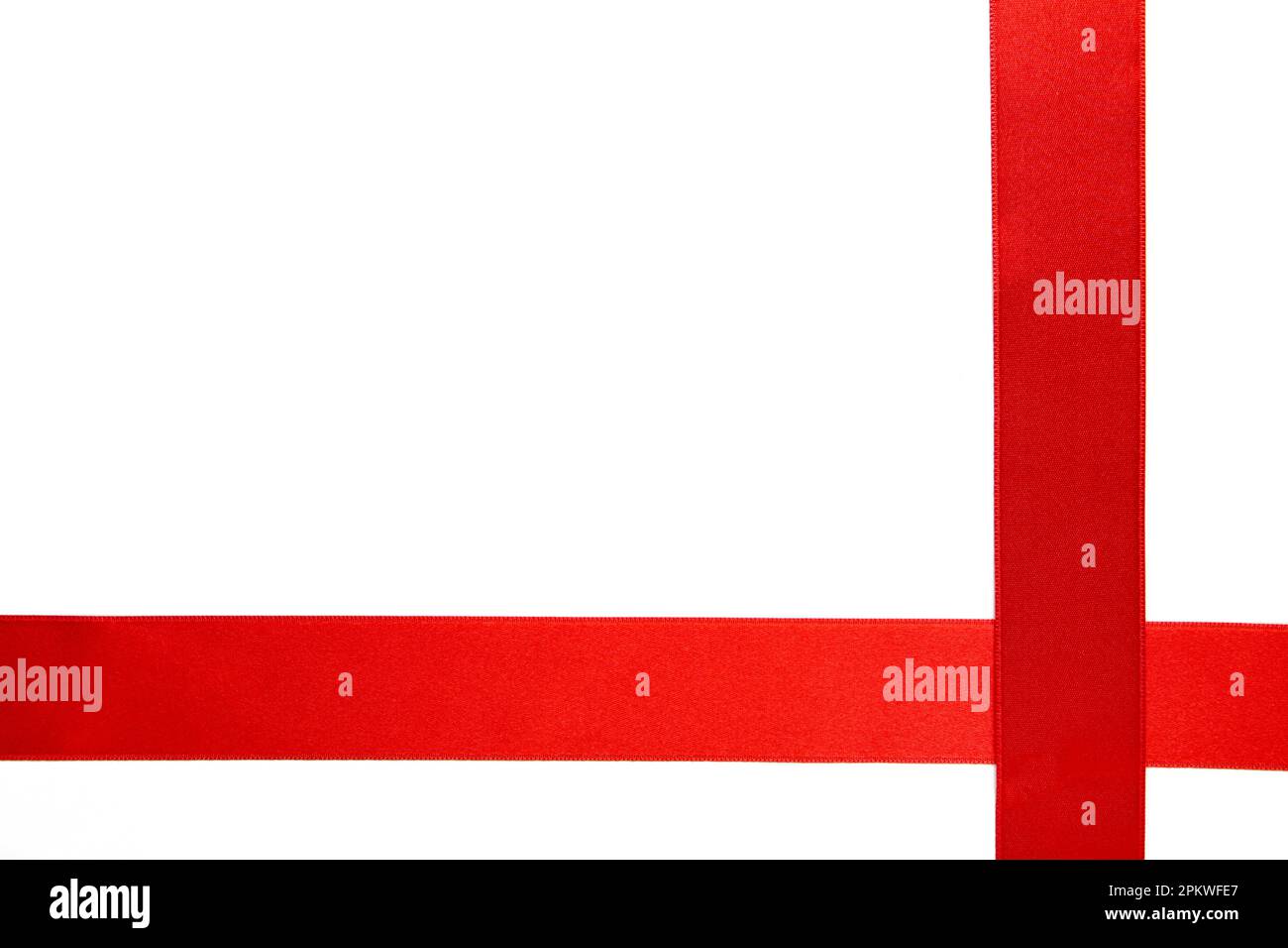 Red ribbon over white background, design element. Top view Stock Photo ...