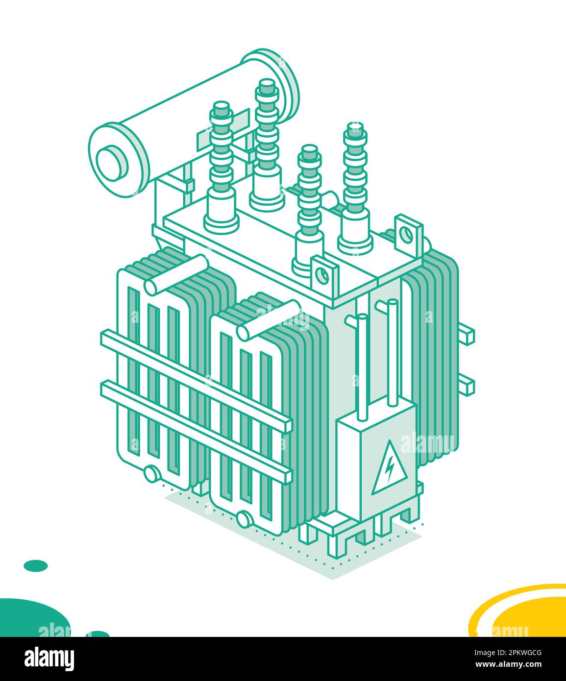 Electric Substation Transformer. Isometric Outline Object. Vector ...