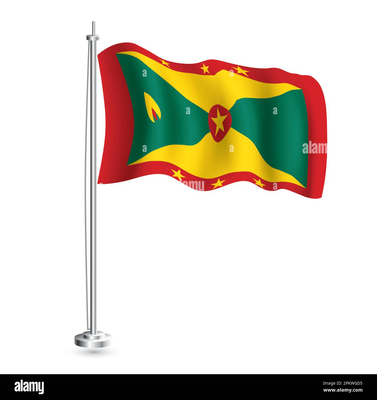 Grenadian Flag. Isolated Realistic Wave Flag of Grenada Country on ...