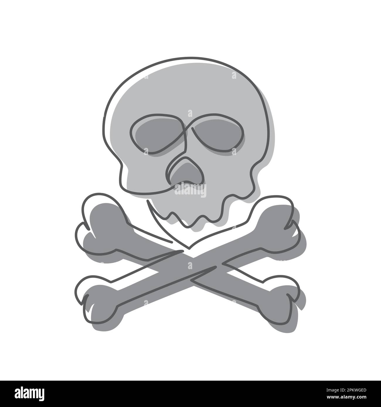 Skull One line drawing isolated on white background Stock Vector Image ...