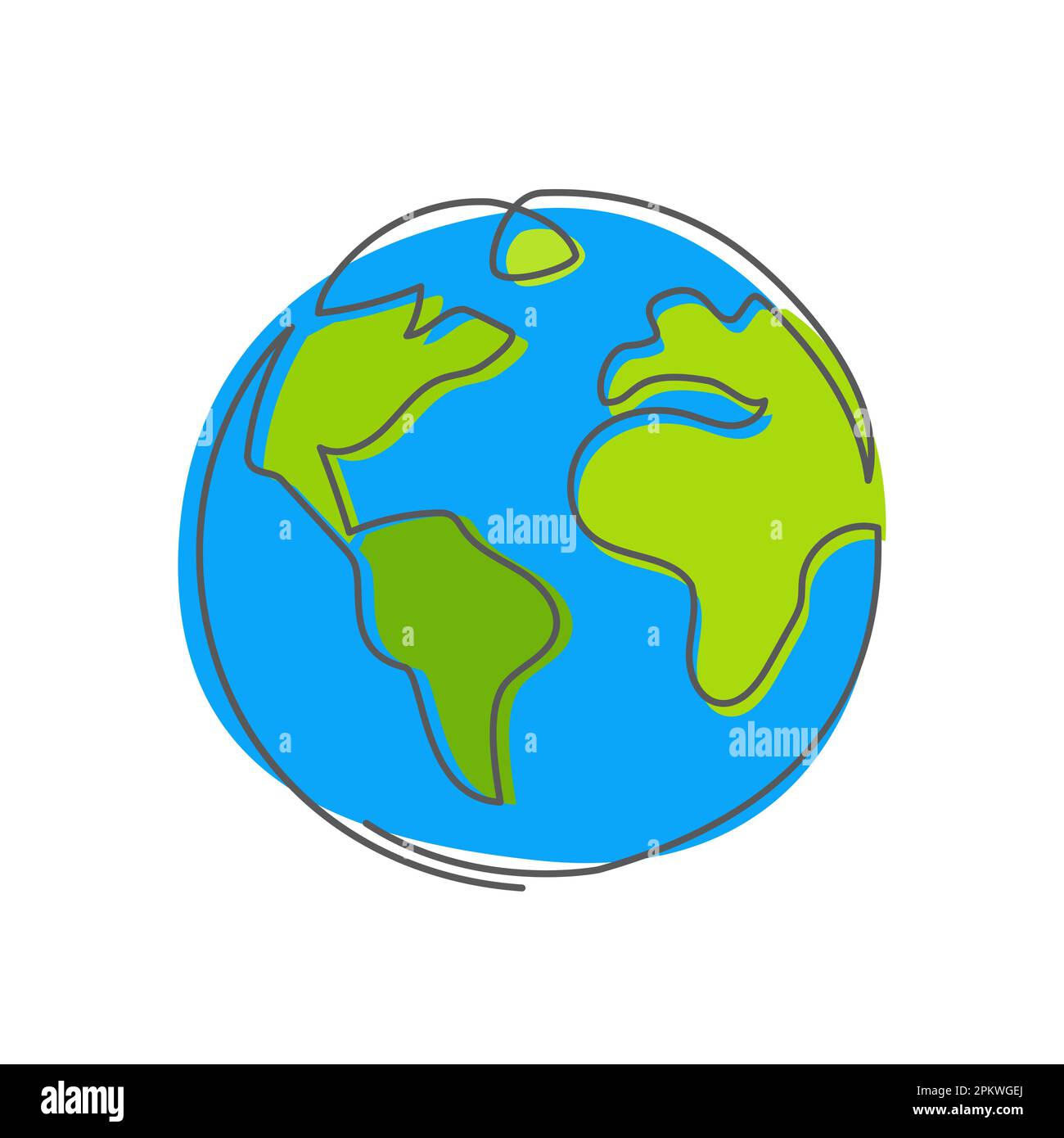 Earth One line drawing isolated on white background Stock Vector Image ...