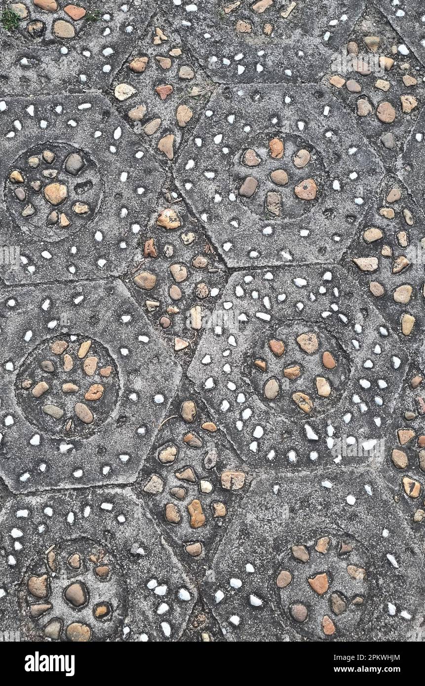 Stone pavement mosaic surface, close up Stock Photo - Alamy