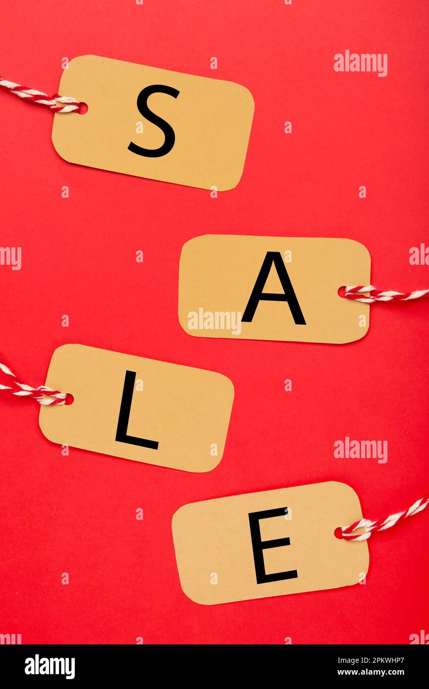 Red price tags sale word hi-res stock photography and images - Alamy