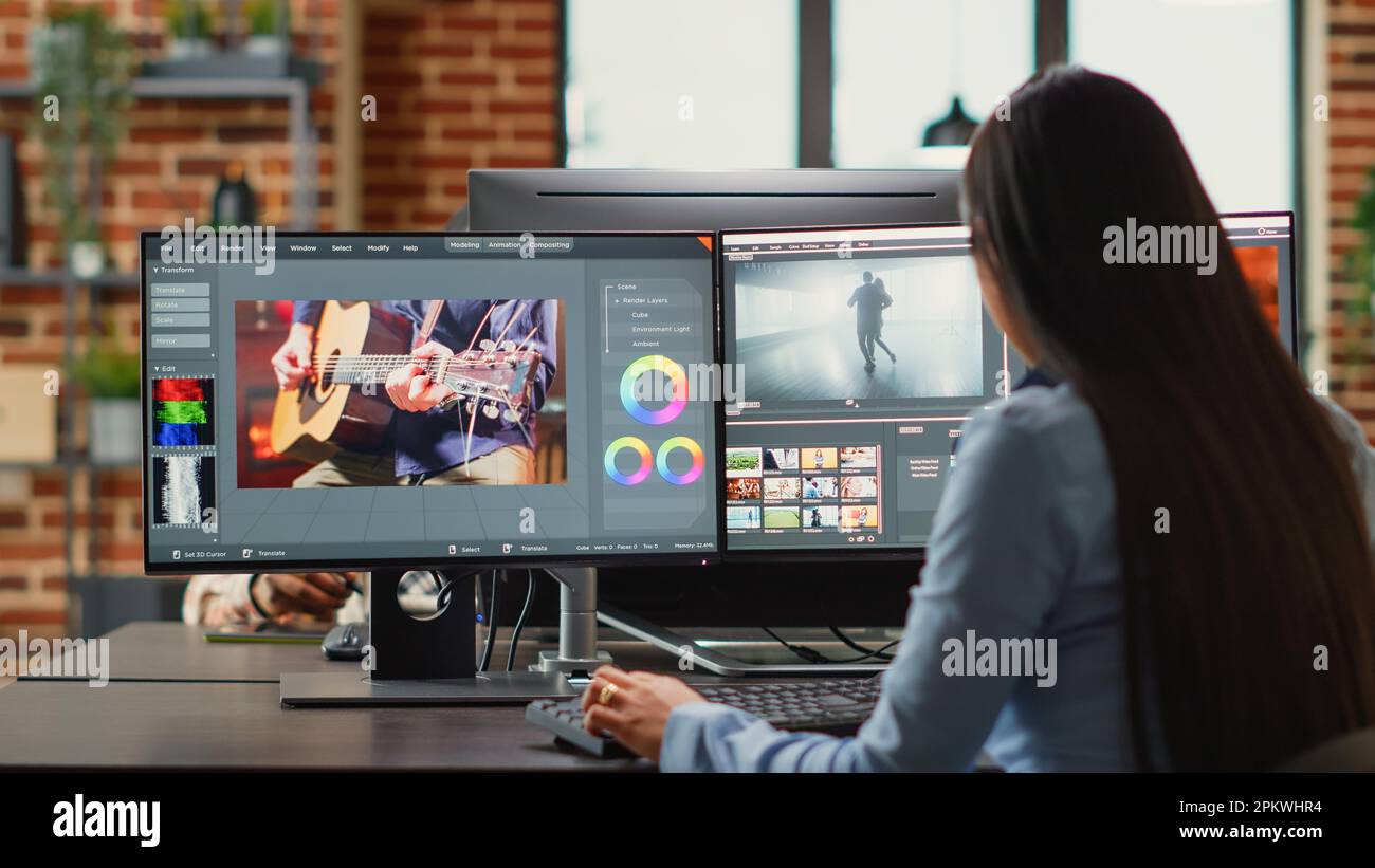 Graphic designer creating professional movie content with filmmaking ...