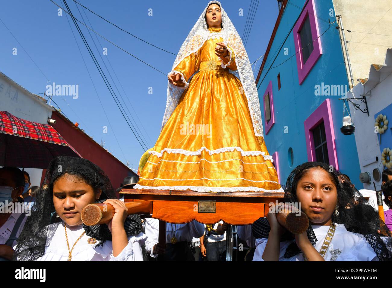 Mexican devotees carry the religious palanquin during during the Good ...