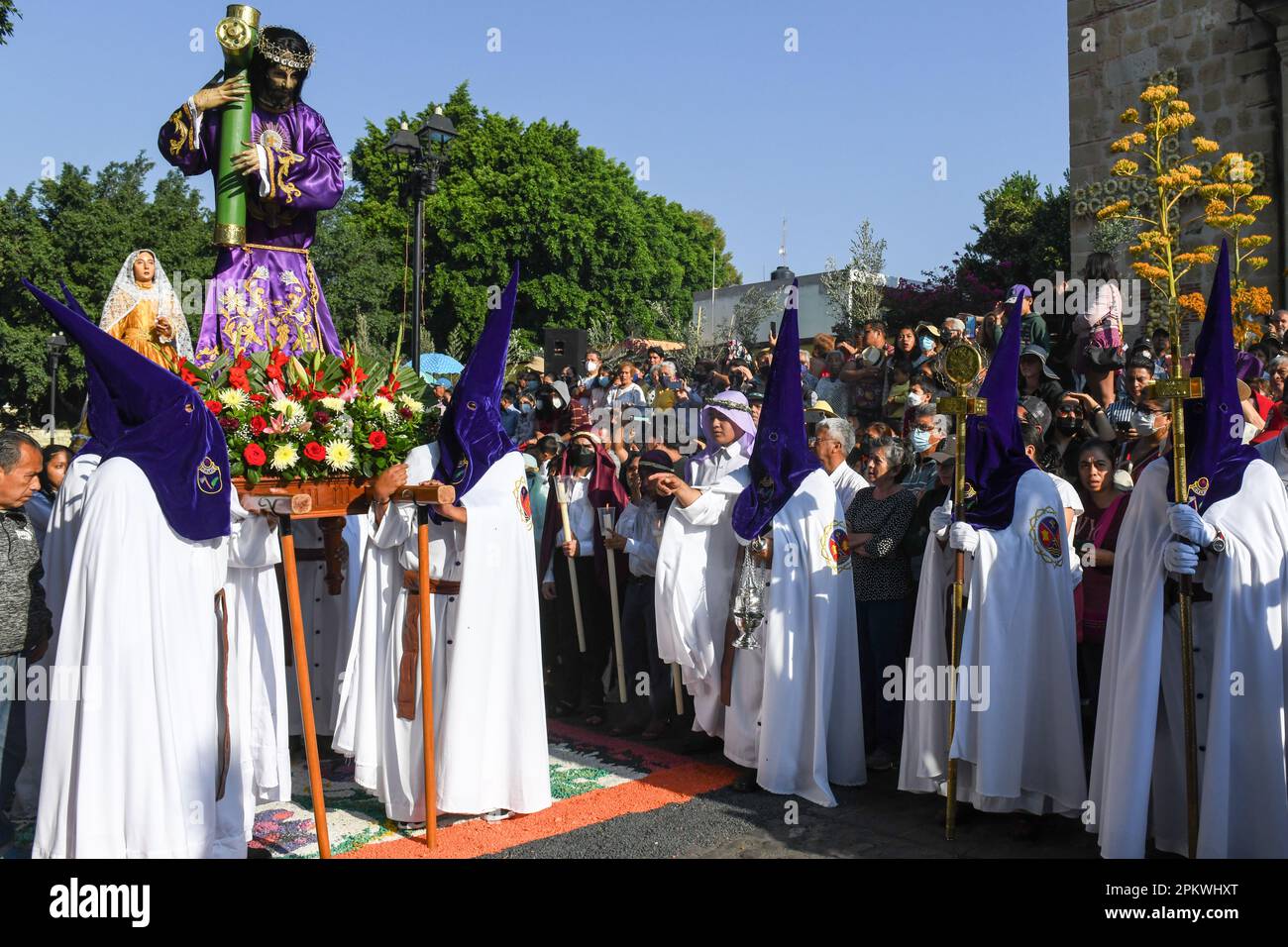 The religious Good Friday morning procession, City of Oaxaca, Mexico ...