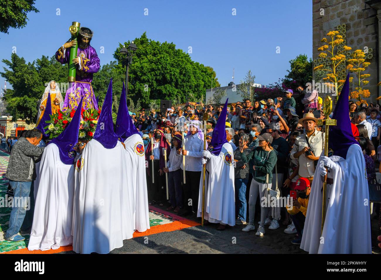 The religious Good Friday morning procession, City of Oaxaca, Mexico ...