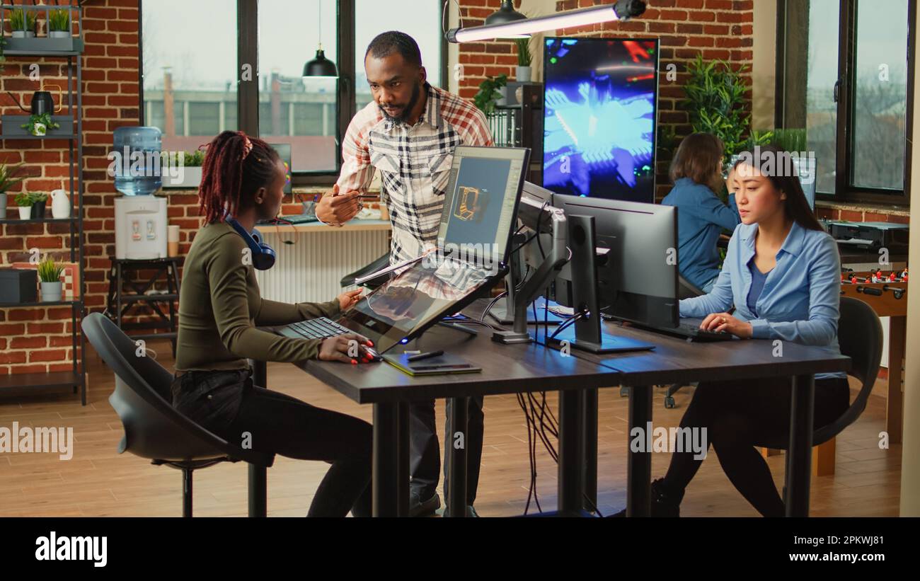 Creative content creators working with artistic development industry ...