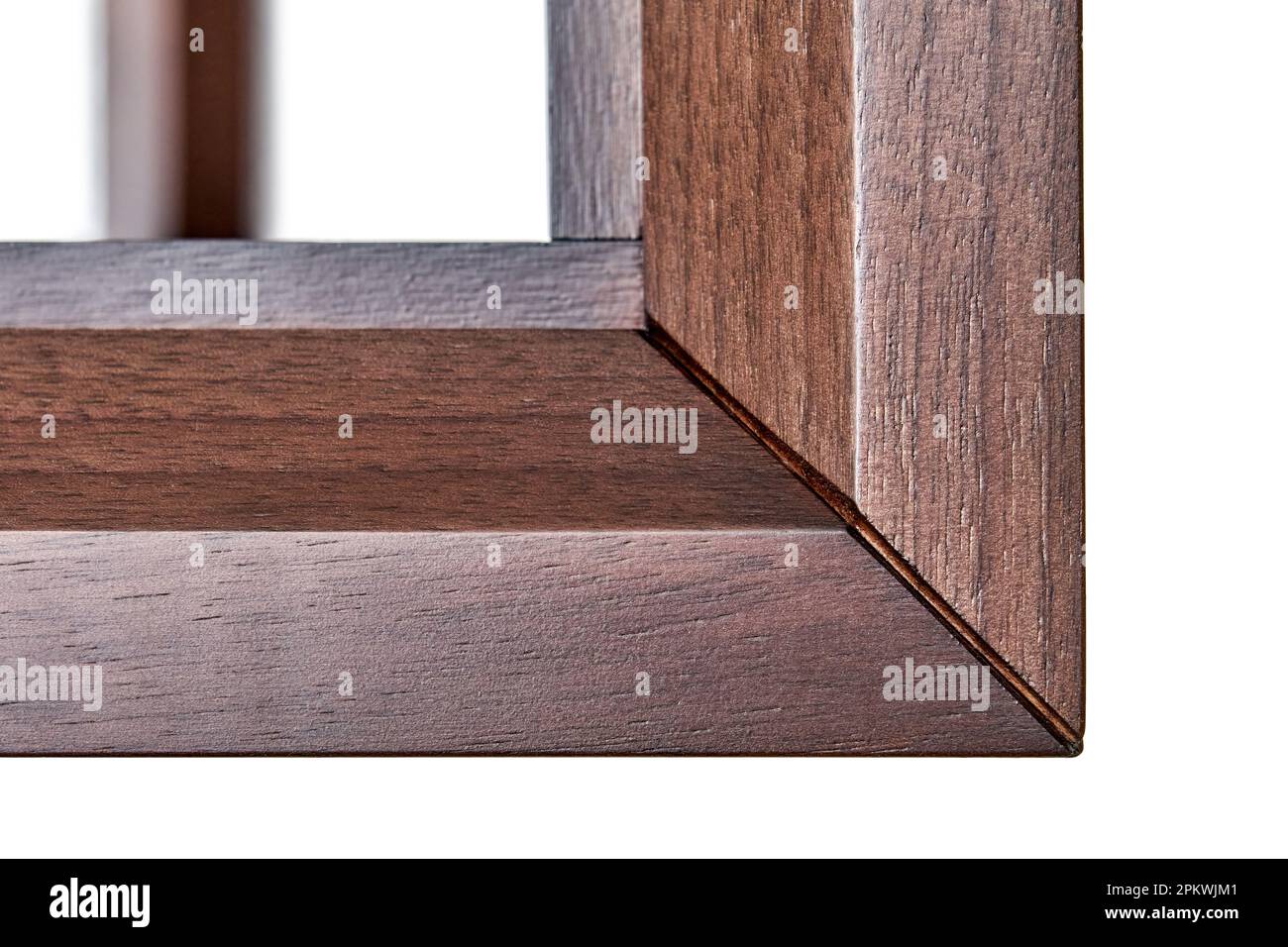 Wooden frame of bedside table made of solid walnut isolated on white ...