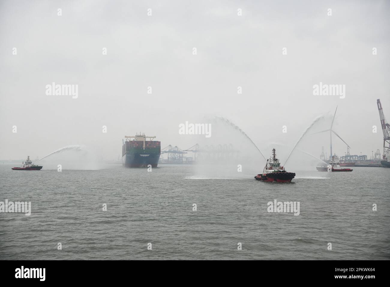 **CHINESE MAINLAND, HONG KONG, MACAU AND TAIWAN OUT** A container ship ...