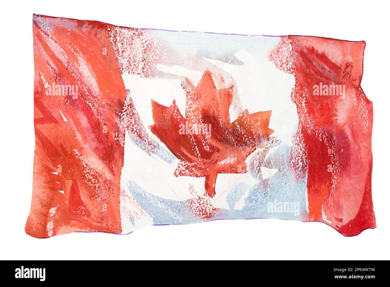 Canada, canadian flag. Hand drawn watercolor illustration Stock Photo ...