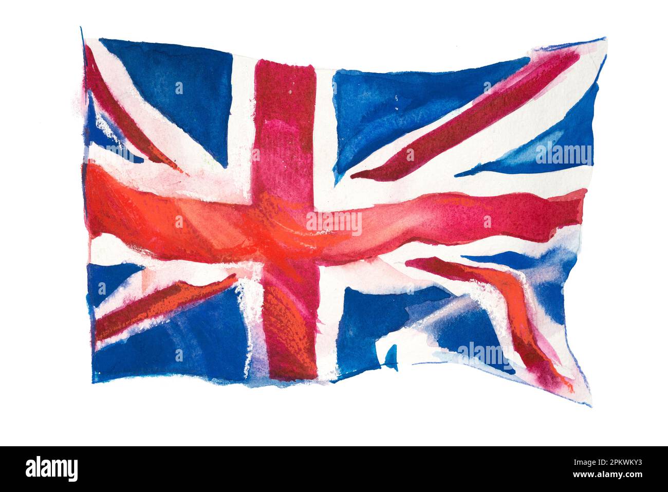 United Kingdom, british flag. Hand drawn watercolor illustration Stock ...