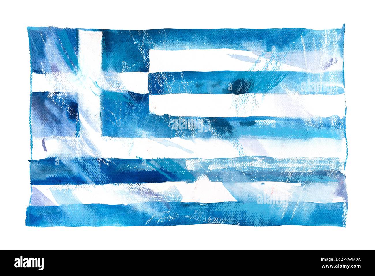 Greece, Greek flag. Hand drawn watercolor illustration Stock Photo - Alamy