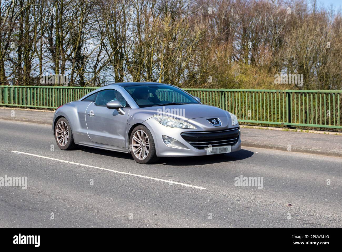 2011 Silver Peugeot Rcz Sport Thp 156THP 156, Coupe Petrol1598 cc; crossing motorway bridge in ...