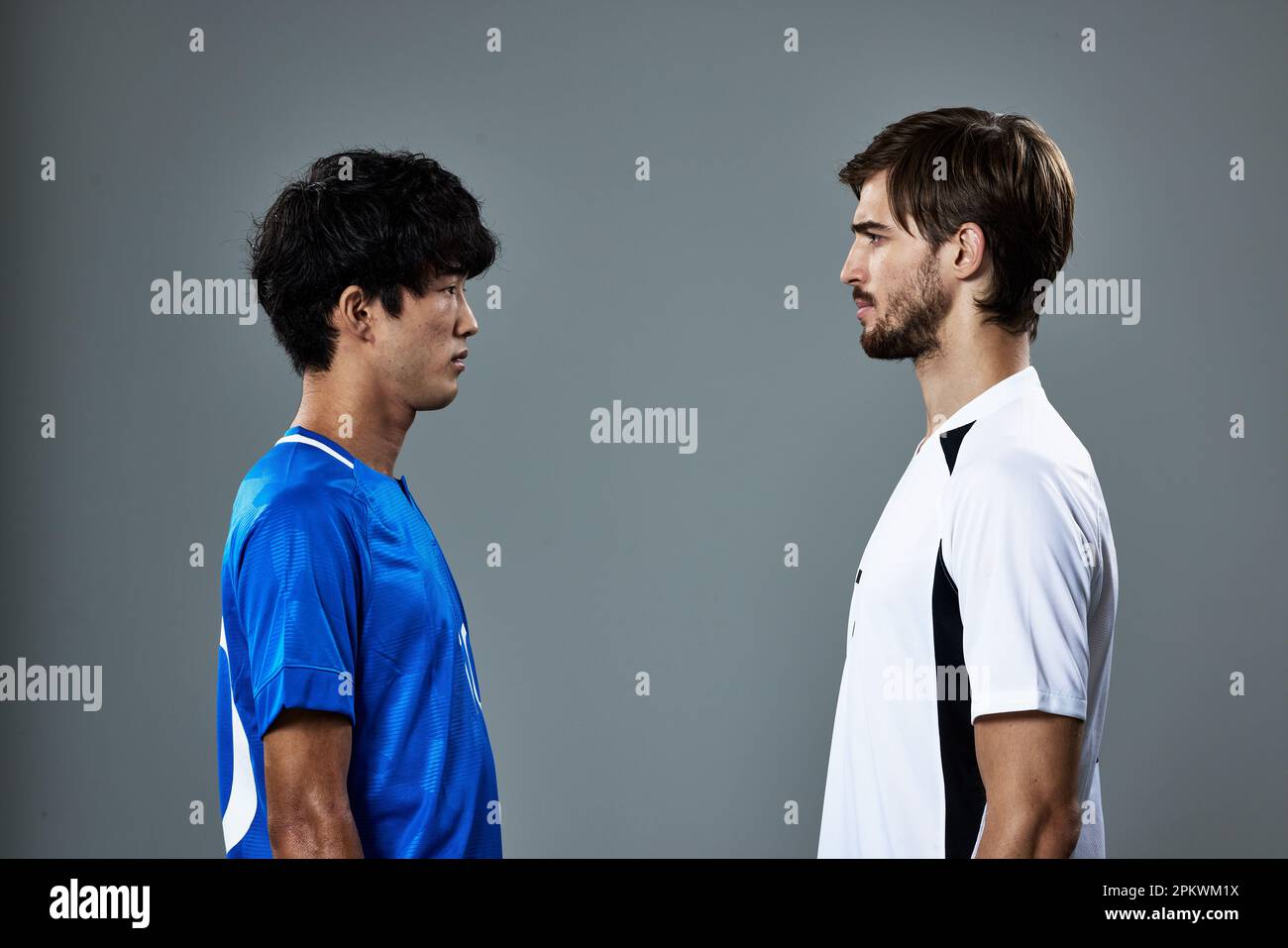 Soccer players studio portrait Stock Photo - Alamy