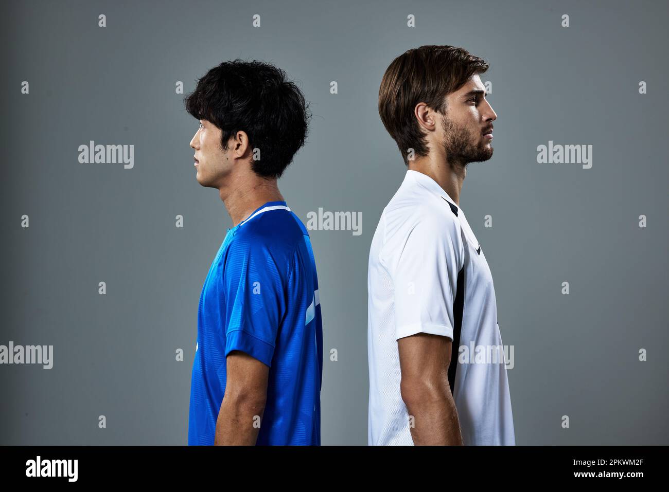 Soccer players studio portrait Stock Photo - Alamy