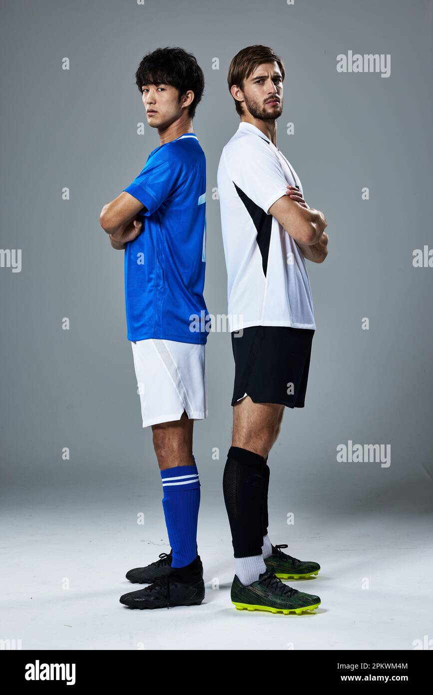 Soccer players studio portrait Stock Photo - Alamy