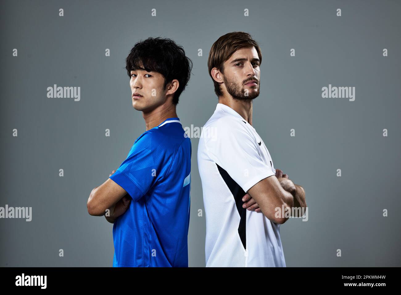 Soccer players studio portrait Stock Photo - Alamy