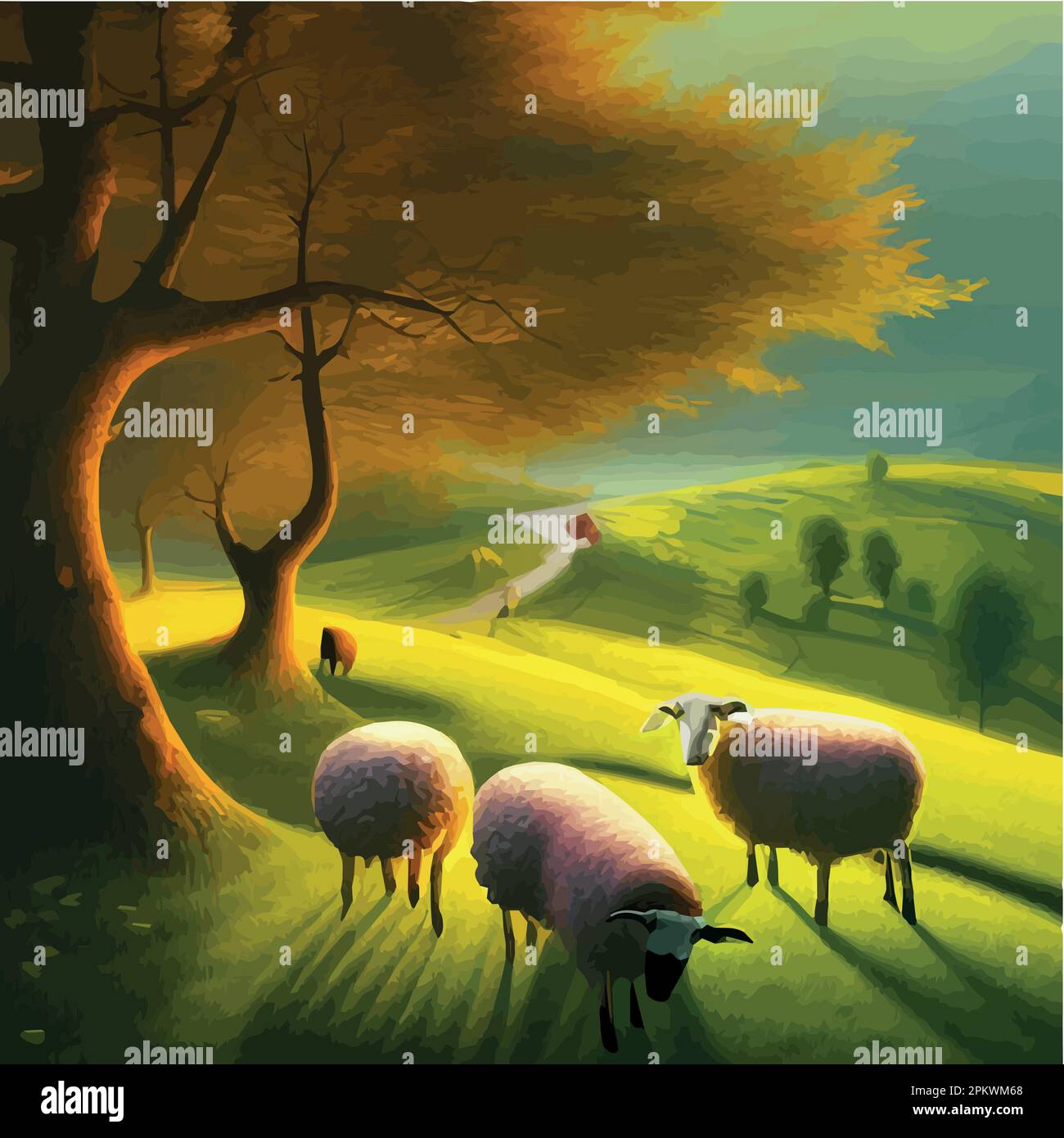 Sheep in grassland Stock Vector Images - Alamy