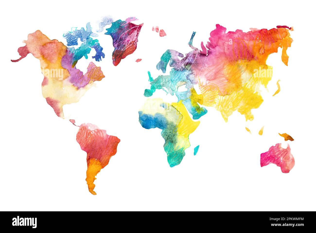 Watercolor world map hand drawn. Aquarelle illustration Stock Photo - Alamy