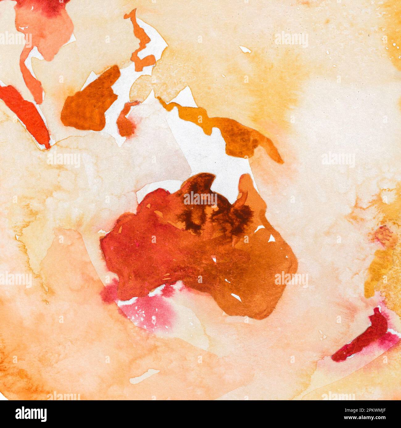 Watercolor map of Australia. Watercolour illustration Stock Photo - Alamy