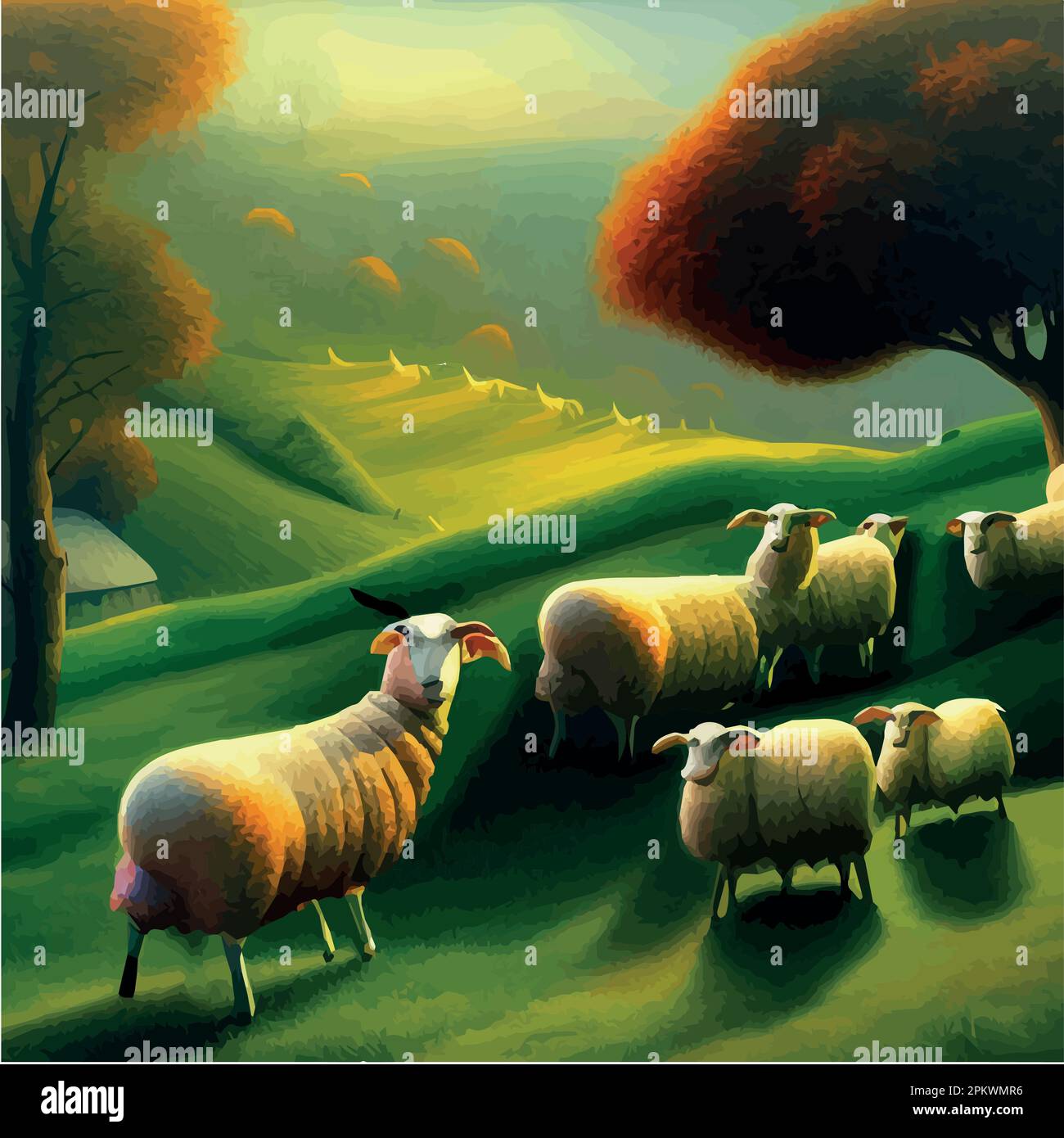 Grazing landscape countryside view Stock Vector Images - Alamy