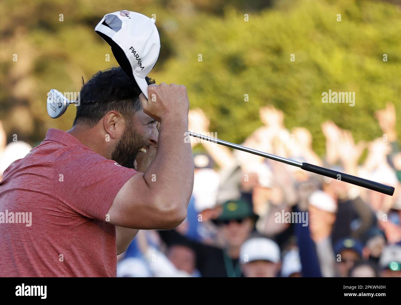 Augusta, United States. 09th Apr, 2023. Jon Rahm of Spain celebrates on ...