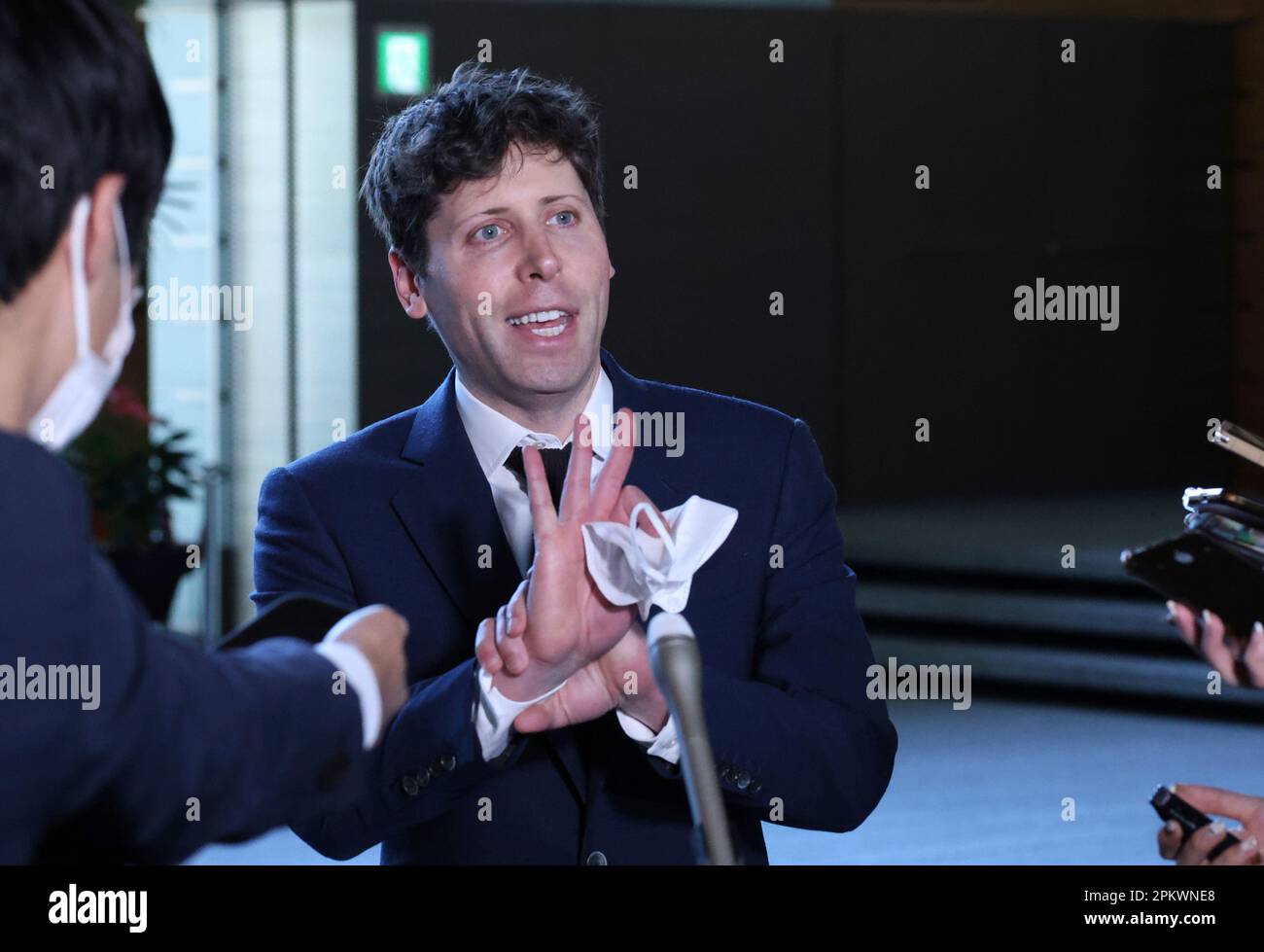 Samuel H. Altman, the CEO of OpenAI, speaks to media after meeting ...