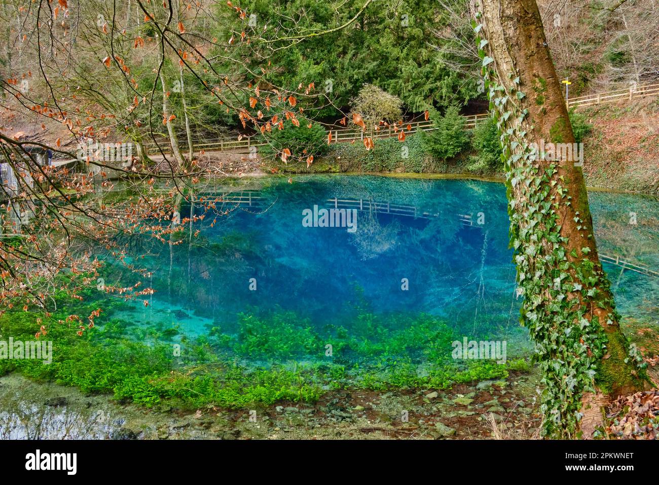 The Blautopf (Blue Pot) in Blaubeuren at the eastern edge of the ...